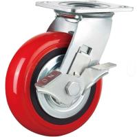 China Industrial Red Polyurethane Caster Wheels 4 to 8 Inch Iron and PP Core Heavy Duty 400kg Load Capacity for sale
