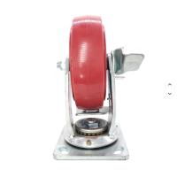 China Industrial 6 Inch PU Polyurethane Medium Heavy Duty Swivel Caster Wheel with Side Lock Brake 150mm for sale