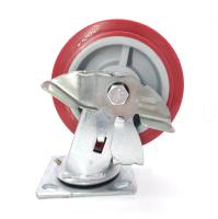 China Industrial 6 Inch PU Polyurethane Medium Heavy Duty Swivel Caster Wheel with Side Lock Brake 150mm for sale