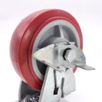 China Industrial 6 Inch PU Polyurethane Medium Heavy Duty Swivel Caster Wheel with Side Lock Brake 150mm for sale