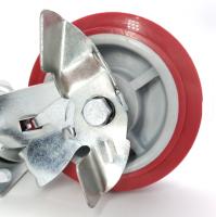 China Industrial 6 Inch PU Polyurethane Medium Heavy Duty Swivel Caster Wheel with Side Lock Brake 150mm for sale