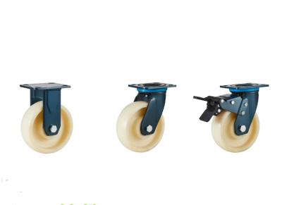 China Industrial Nylon Caster Wheels 4 to 8 Inch 350-600 kg Capacity Swivel Fixed Locking for sale