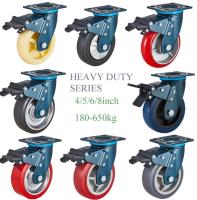 China Industrial Nylon Caster Wheels 4 to 8 Inch 350-600 kg Capacity Swivel Fixed Locking for sale