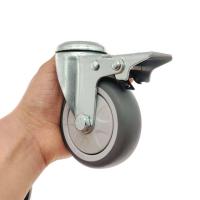 China 3 Inch Industrial Caster 360° Swivel 75mm PU Wheel Threaded Stem for Service Carts for sale