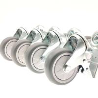 China 3 Inch Industrial Caster 360° Swivel 75mm PU Wheel Threaded Stem for Service Carts for sale