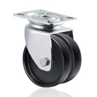 China 50mm Double Caster Wheels 360 Rotation Nylon Total Brake 60kg Load Capacity Industrial for sale