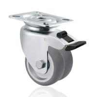 China 50mm Double Caster Wheels 360 Rotation Nylon Total Brake 60kg Load Capacity Industrial for sale
