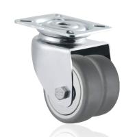 China 50mm Double Caster Wheels 360 Rotation Nylon Total Brake 60kg Load Capacity Industrial for sale