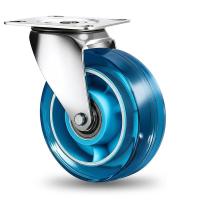 China 4 Inch 100mm Transparent PU Caster Wheels 70kg Load Capacity 608 Bearing for sale