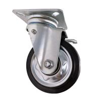 China Heavy Duty Swivel Caster 4 Inch Double Ball Bearing 400 kg Load Capacity Rubber Wheel for sale