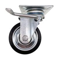 China Heavy Duty Swivel Caster 4 Inch Double Ball Bearing 400 kg Load Capacity Rubber Wheel for sale