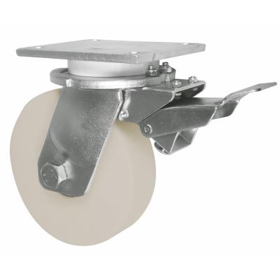 China Extra Heavy Duty MC Nylon Caster 6 8 10 Inch Brake Rigid 2000kg 2400kg Load Capacity for sale