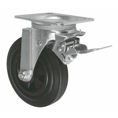 China 6 Inch 150kg 8 Inch 200kg Black Rubber Polypropylene Swivel Caster with Brake for sale