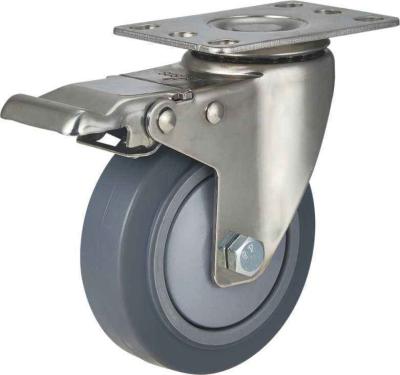 China Single Bearing TPR Medium Caster 4 Inch Industrial Swivel Brake Wheel for Store Display for sale