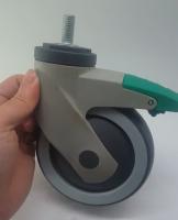 China 3 Inch Bolt Hole Stem Swivel Medical Trolley Caster Wheels 100kg Load Capacity for sale