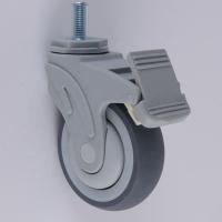 China Gray OEM 4 Inch Plastic TPR Silent Swivel Medical Caster Wheel Stem Casters 100 mm for sale