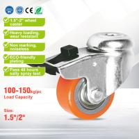 China 1.5-2 Inch Small Orange Double Ball Bearing Casters PU Tread 100-150kg Capacity for sale