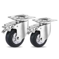 China 5 Inch TPR Swivel Caster Wheel with Double Ball Bearing and Brake Mid Heavy Duty 300kg for sale