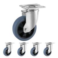 China OEM Medium Heavy Duty 3 Inch TPR Swivel Caster Steel Rubber Caster with Double Ball Bearings for sale