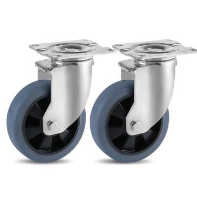 China OEM Medium Heavy Duty 3 Inch TPR Swivel Caster Steel Rubber Caster with Double Ball Bearings for sale
