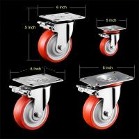 China 5 Inch 6 Inch 8 Inch Heavy Duty Swivel Casters with Aluminum Core PU Wheels - 360-480 kg Load Capacity for sale