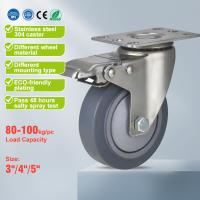 China Stainless Steel Swivel Caster Wheel 90kg Load Capacity TPR Medium Duty Plate Caster for sale
