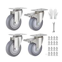 China Stainless Steel Swivel Caster Wheel 90kg Load Capacity TPR Medium Duty Plate Caster for sale