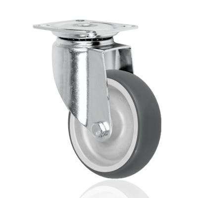 China European Style Trolley Caster Display Bases 4Inch 5Inch Thermoplastic Rubber Stainless Steel Plain Medium Duty Casters for sale