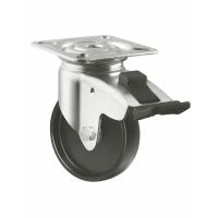 China European Castor 2-3 Inch Polypropylene Stainless Steel Plain Caster with Brake 50-75kg Load Capacity Black for sale