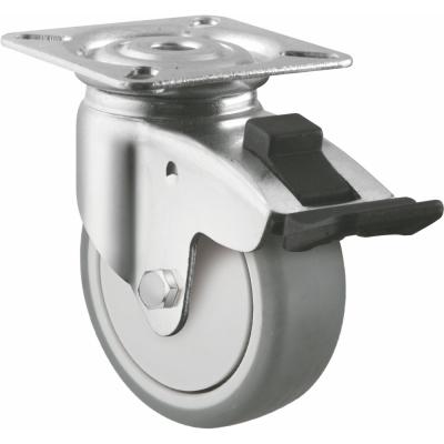 China SUS304 Stainless Steel 50mm Ball Bearing Caster Wheel TPR Non-Marking for Medical Carts for sale