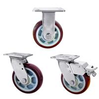 China Heavy Duty Stainless Steel 304 Swivel Plate PU Caster 4 to 8 Inch Anti-Rust for sale