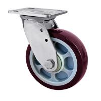 China Heavy Duty Stainless Steel 304 Swivel Plate PU Caster 4 to 8 Inch Anti-Rust for sale