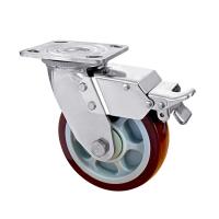 China Heavy Duty Stainless Steel 304 Swivel Plate PU Caster 4 to 8 Inch Anti-Rust for sale