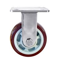 China Heavy Duty Stainless Steel 304 Swivel Plate PU Caster 4 to 8 Inch Anti-Rust for sale