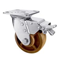 China 4-8 Inch Heavy Duty Stainless Steel Caster Wheel with Double Bearing Glass Fiber Nylon Brake 280C for sale