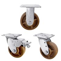 China 4-8 Inch Heavy Duty Stainless Steel Caster Wheel with Double Bearing Glass Fiber Nylon Brake 280C for sale