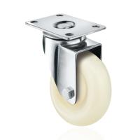 China 4 Inch PP White Caster Wheels Side Brake Swivel Trolley Wheels Stainless Steel Plain Bearing 100mm for sale