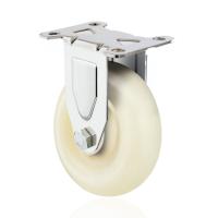 China 4 Inch PP White Caster Wheels Side Brake Swivel Trolley Wheels Stainless Steel Plain Bearing 100mm for sale