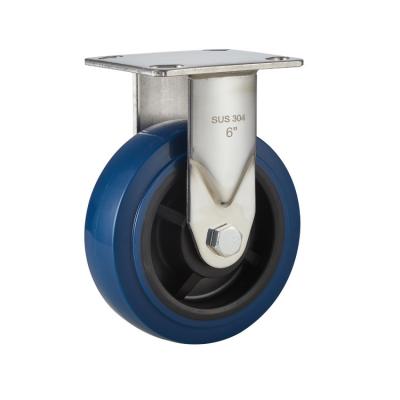 China Fixed PU Caster Wheels Stainless Steel SUS304 Heavy Duty 4 to 8 Inch Industrial Caster for sale