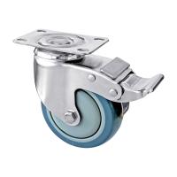 China 304 Stainless Steel Rigid PU Caster Wheel Fixed Medium Duty 270kg Load Capacity for sale