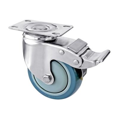 China 304 Stainless Steel Rigid PU Caster Wheel Fixed Medium Duty 270kg Load Capacity for sale