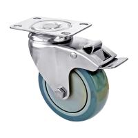 China 304 Stainless Steel Rigid PU Caster Wheel Fixed Medium Duty 270kg Load Capacity for sale