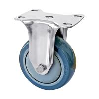 China 304 Stainless Steel Rigid PU Caster Wheel Fixed Medium Duty 270kg Load Capacity for sale
