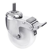 China 304 Stainless Steel Threaded Stem Swivel Caster 3 4 5 Inch 80-100kg Nylon Wheel for sale