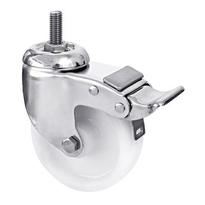 China 304 Stainless Steel Threaded Stem Swivel Caster 3 4 5 Inch 80-100kg Nylon Wheel for sale