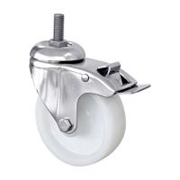 China 304 Stainless Steel Threaded Stem Swivel Caster 3 4 5 Inch 80-100kg Nylon Wheel for sale