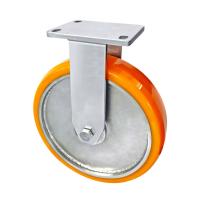 China Stainless Steel 304 Ultra Heavy Duty Castor Wheel 8 Inch 1000kg Load Capacity PU Tread Double Ball Bearing for sale