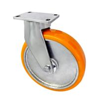 China Stainless Steel 304 Ultra Heavy Duty Castor Wheel 8 Inch 1000kg Load Capacity PU Tread Double Ball Bearing for sale