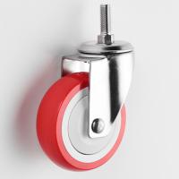 China Double Ball Bearing Medium Duty Waterproof Stainless Steel Red PU Caster Wheel 85-135kg for sale