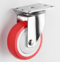 China Double Ball Bearing Medium Duty Waterproof Stainless Steel Red PU Caster Wheel 85-135kg for sale